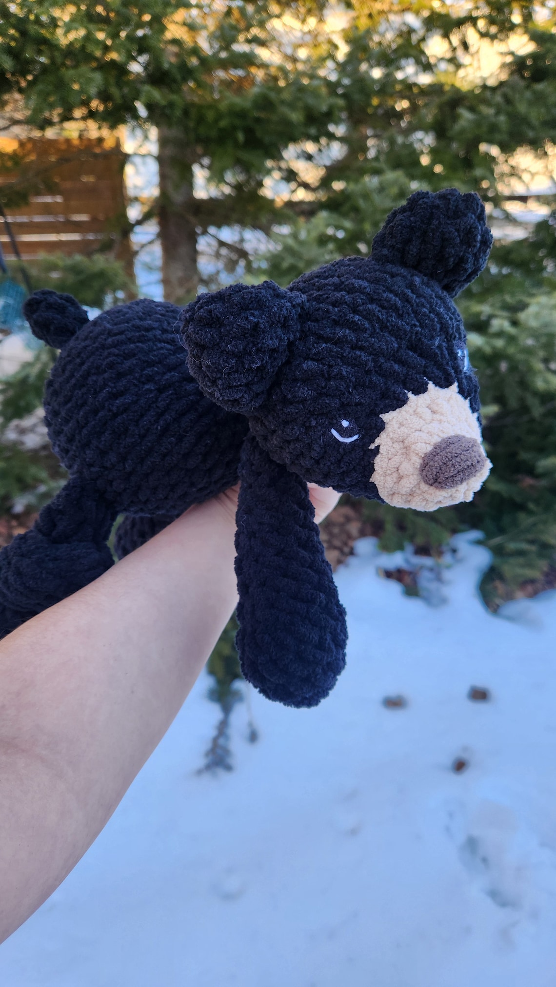 Crochet Black Bear Plushie Black Bear Handmade Woodland Animal Made to ...