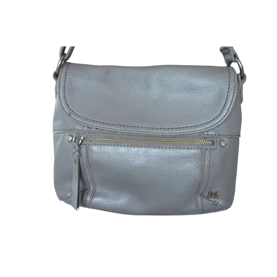 The Sak Katniss Gray Pebbled Leather Flap Crossbody Bag Boho Fall ...