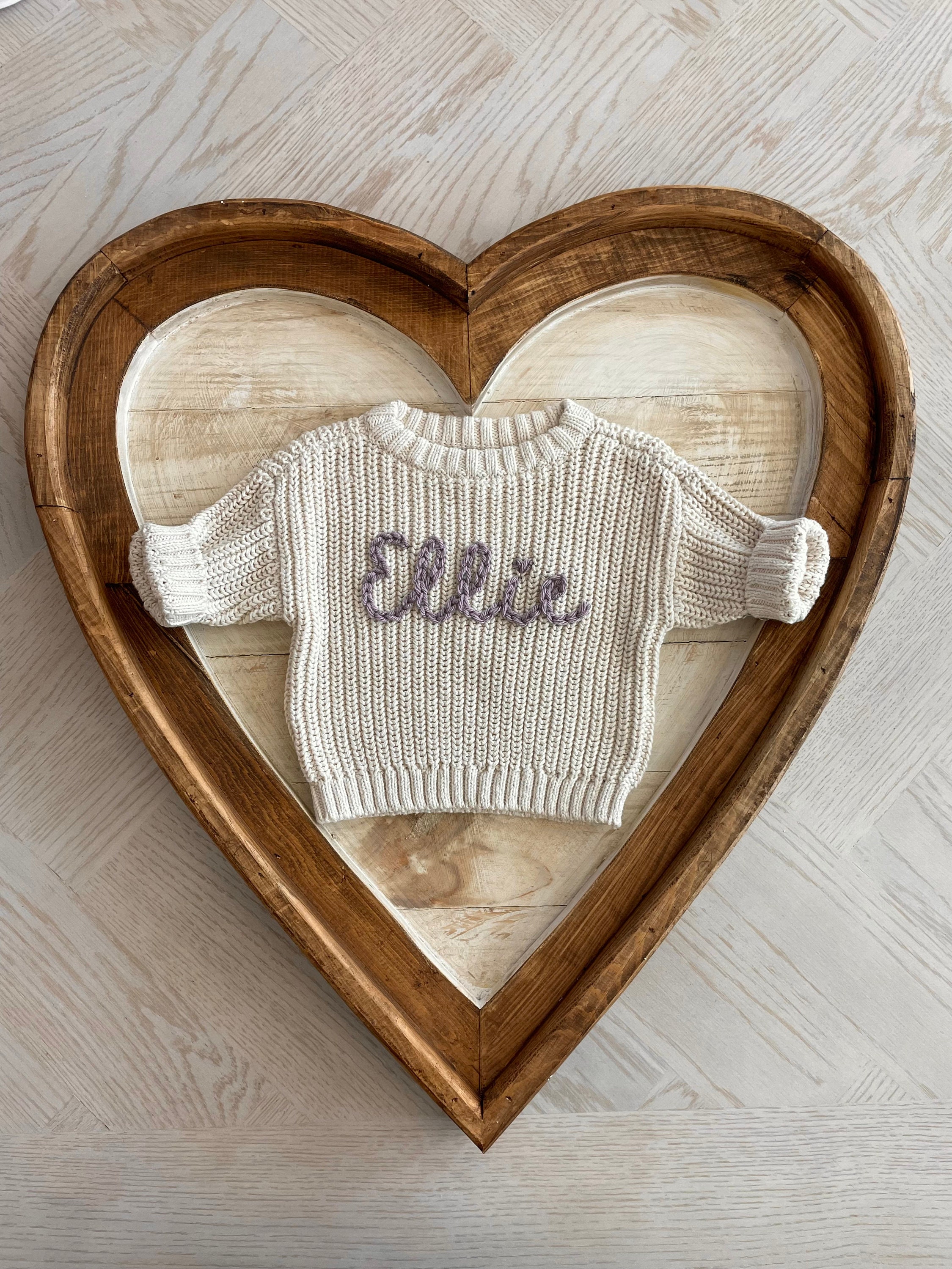 Chunky Knit Baby Name Sweater, Hand Embroidered Personalized Name ...