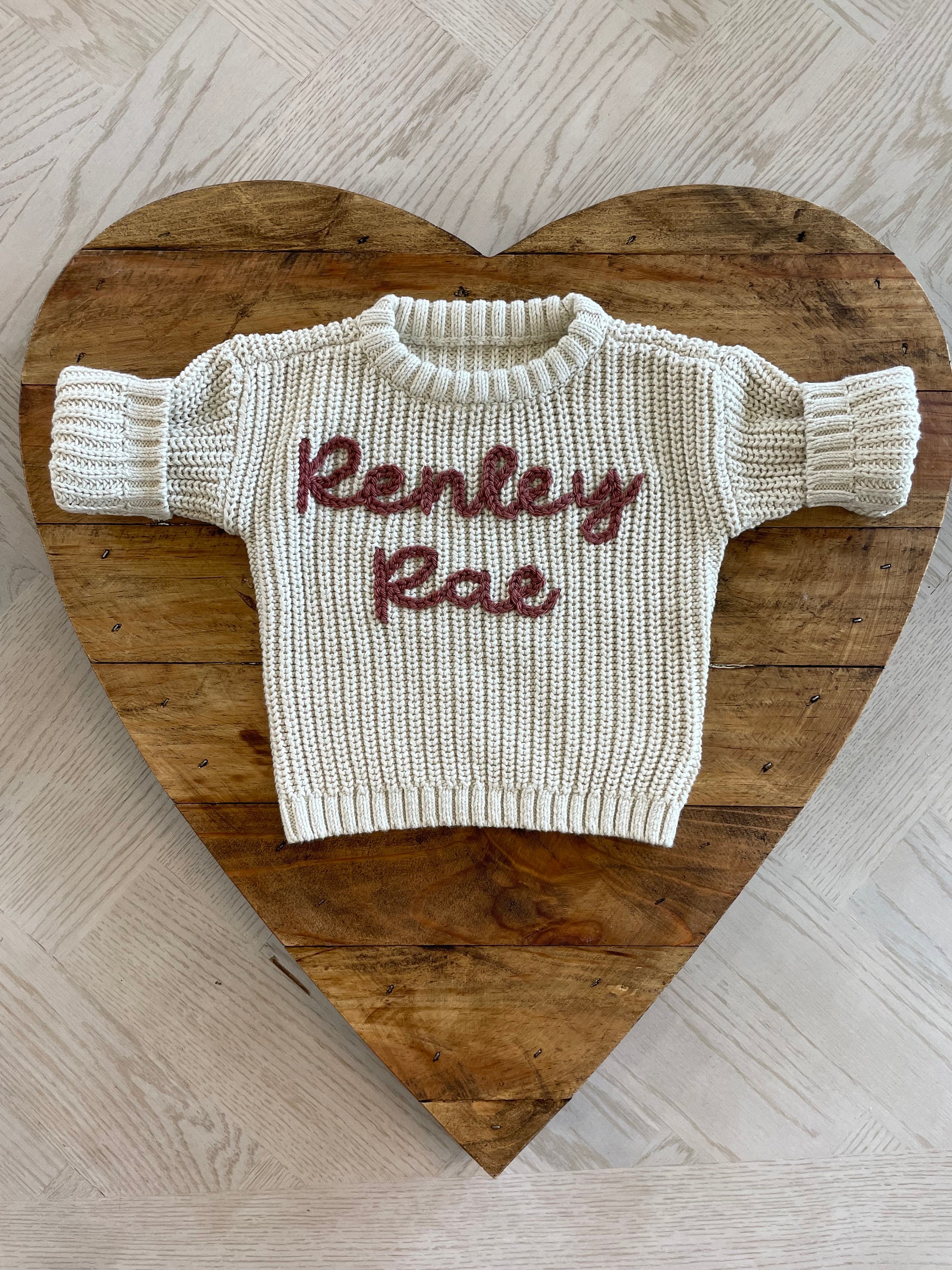 Chunky Knit Baby Name Sweater, Hand Embroidered Personalized Name ...