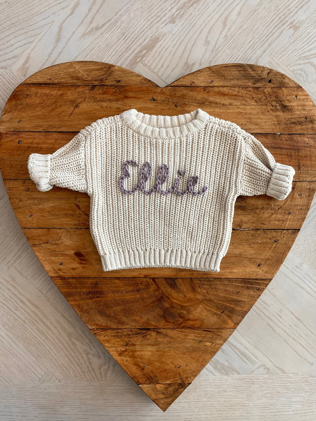 Chunky Knit Baby Name Sweater, Hand Embroidered Personalized Name ...