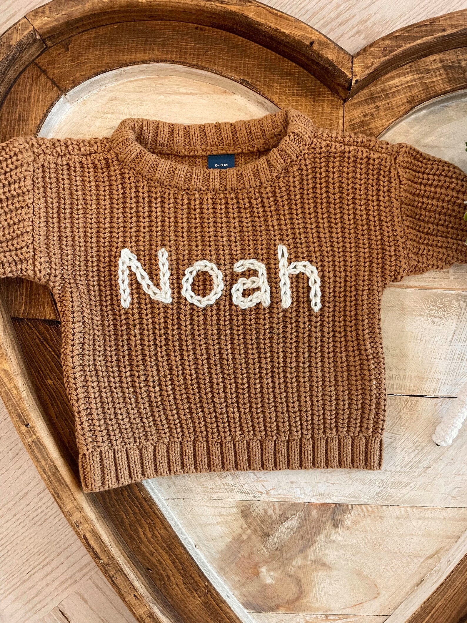 Chunky Knit Baby Name Sweater, Hand Embroidered Personalized Name ...