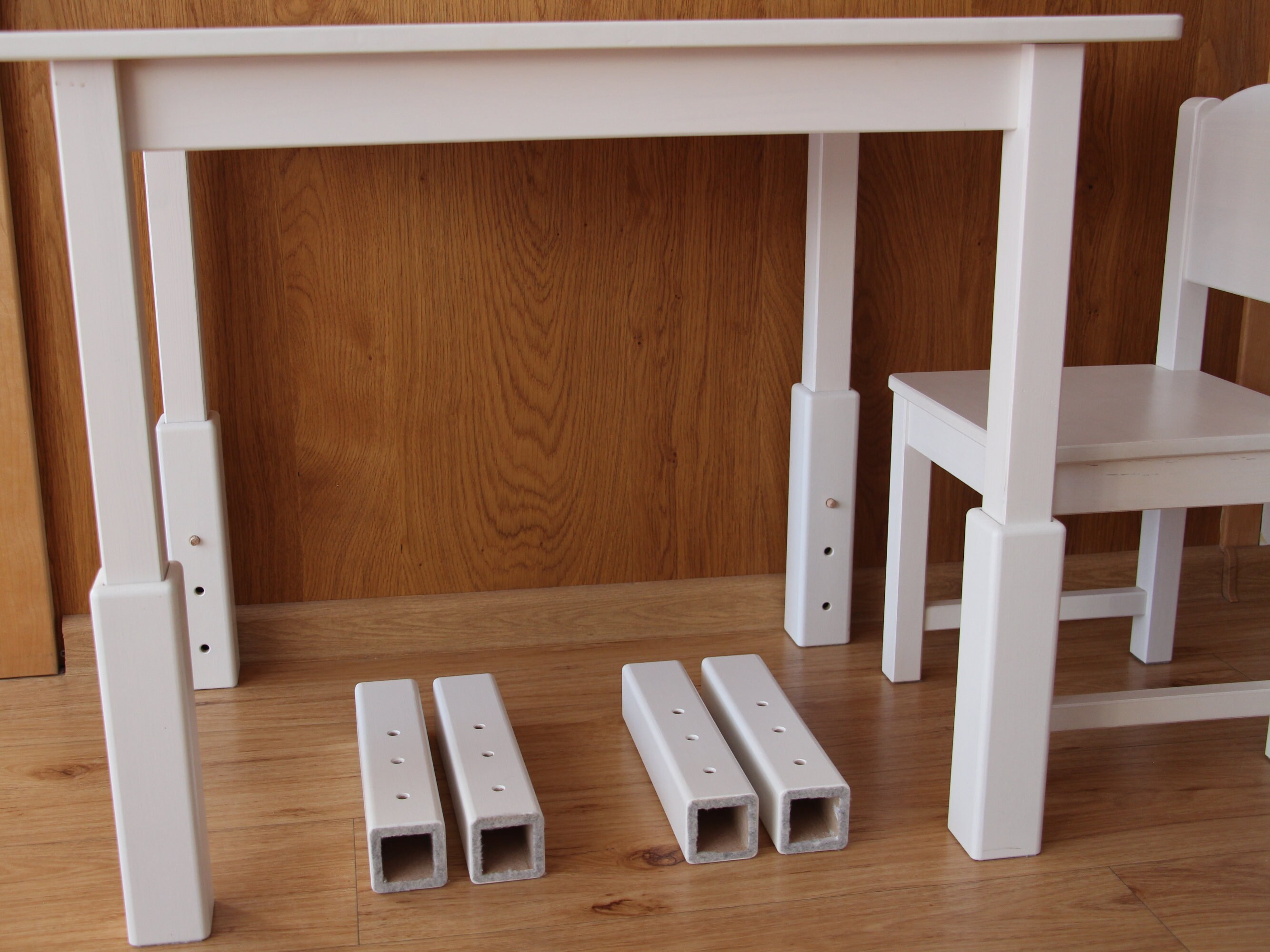 Adjustable Table Leg Extenders Set of 4 White MDF Height Risers for ...