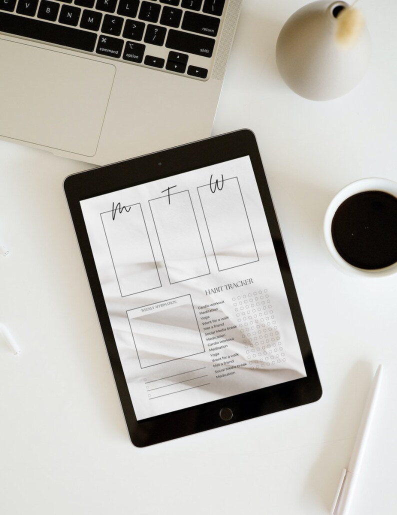 White Linen Weekly Habit Journal Printable Digital Download Self-care ...