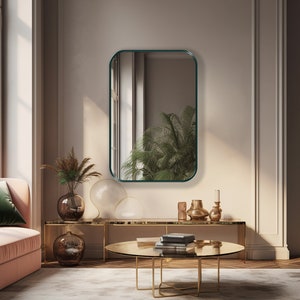 Rectangle Mirror With Rounded Corners, Japandi Mirror, Horizontal ...