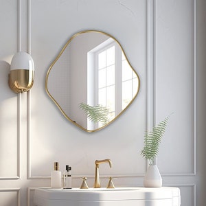 Organic Shaped Mirror, Fluid Mirror, Contemporary Wall Mirror, Freeform ...