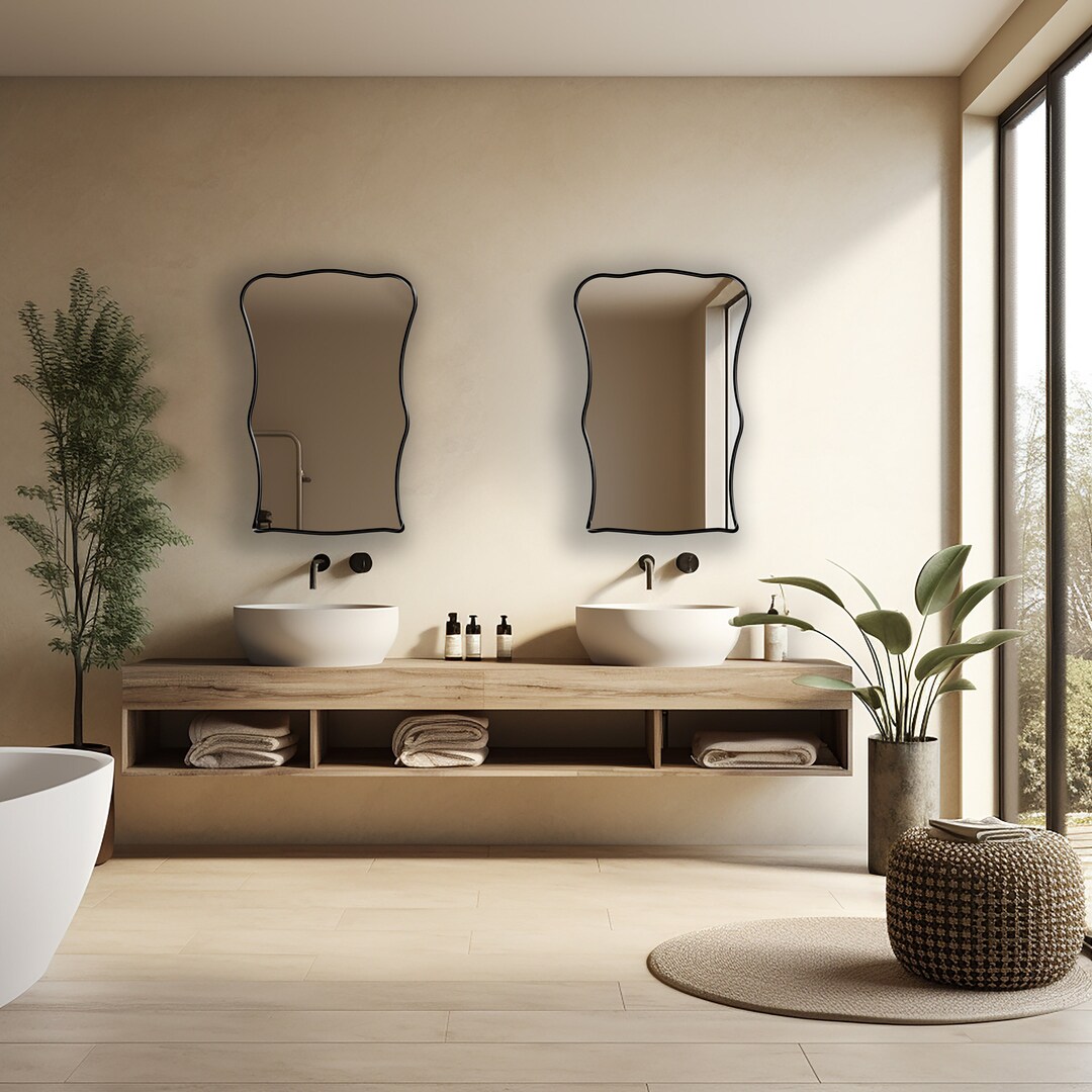 Undulating Wall Mirror, Overmantle Mirror, Curvilinear Mirror, Modern ...