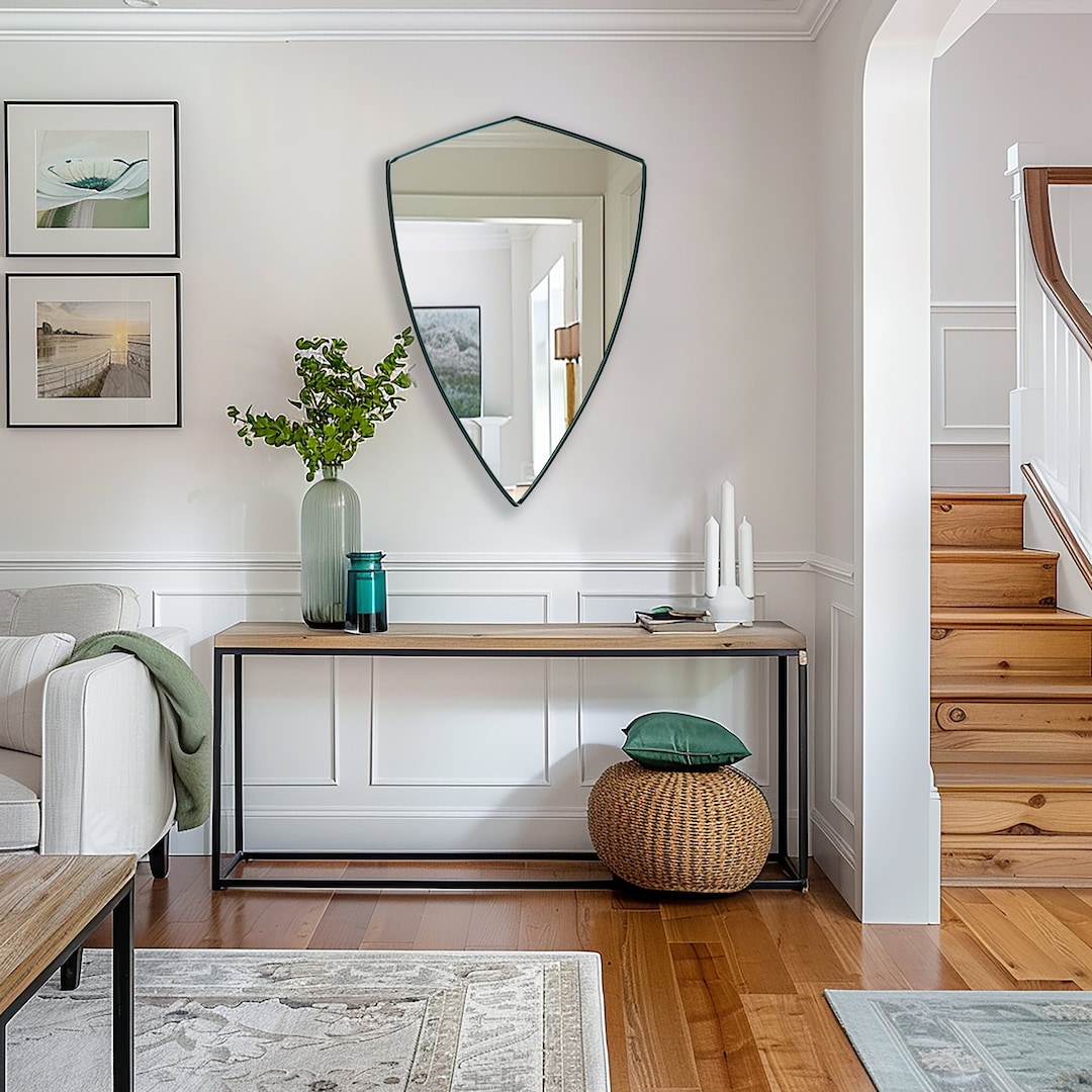 Heraldic Mirror | Regal Vanity Wall Mirror | Shield Mirror for Powder ...