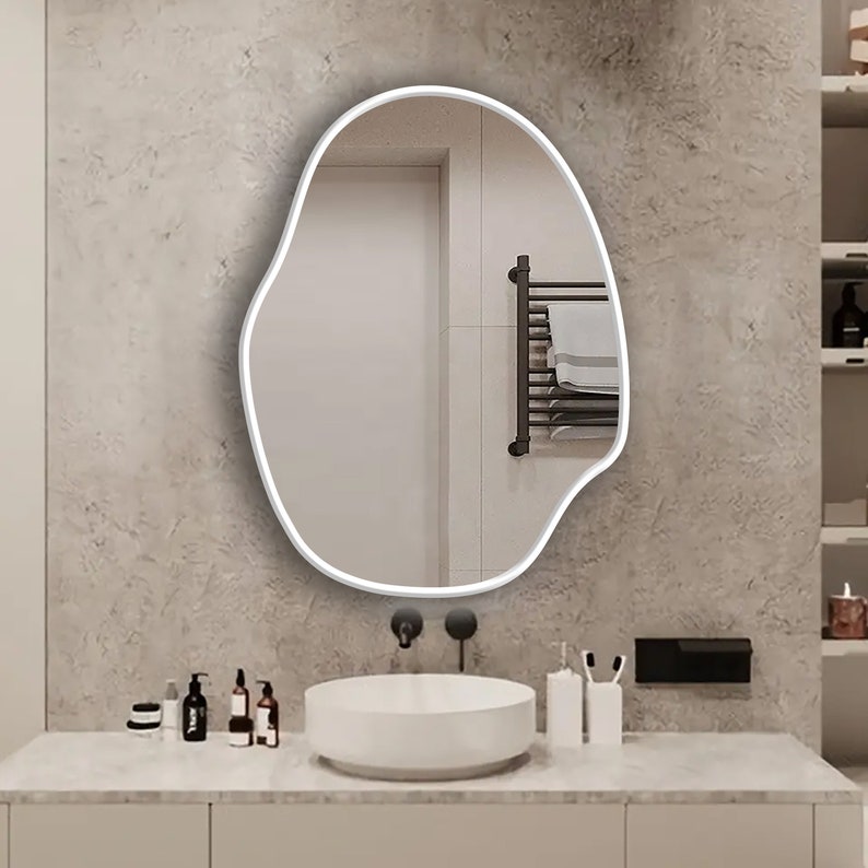 Amoeba Shaped Mirror Asymmetrical Mirror Blob Mirror Pebble - Etsy