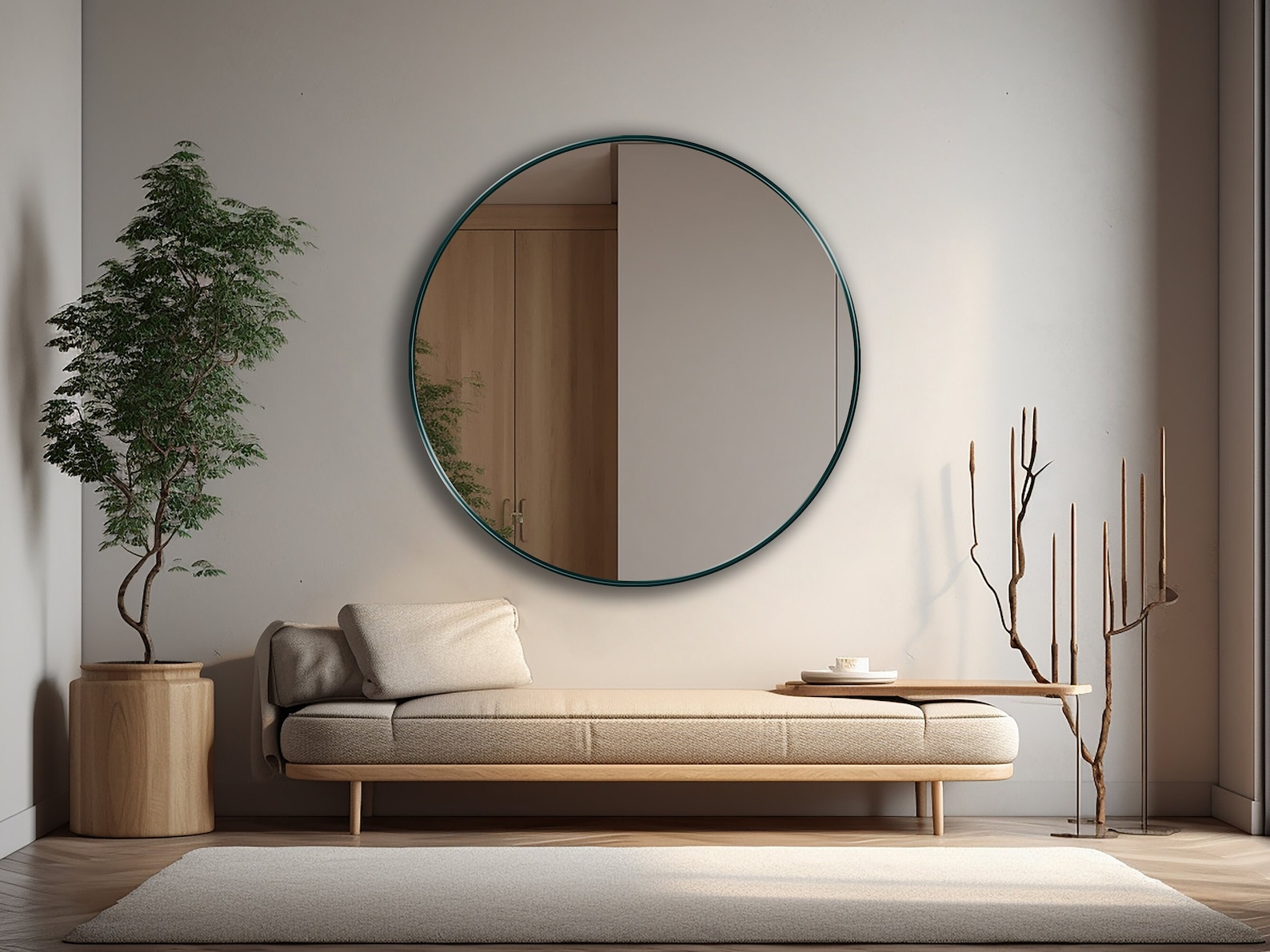 Round Mirror, Minimalist Mirror, Circle Mirror, Round Wall Mirror, Shiplap Mirror, Circular ...
