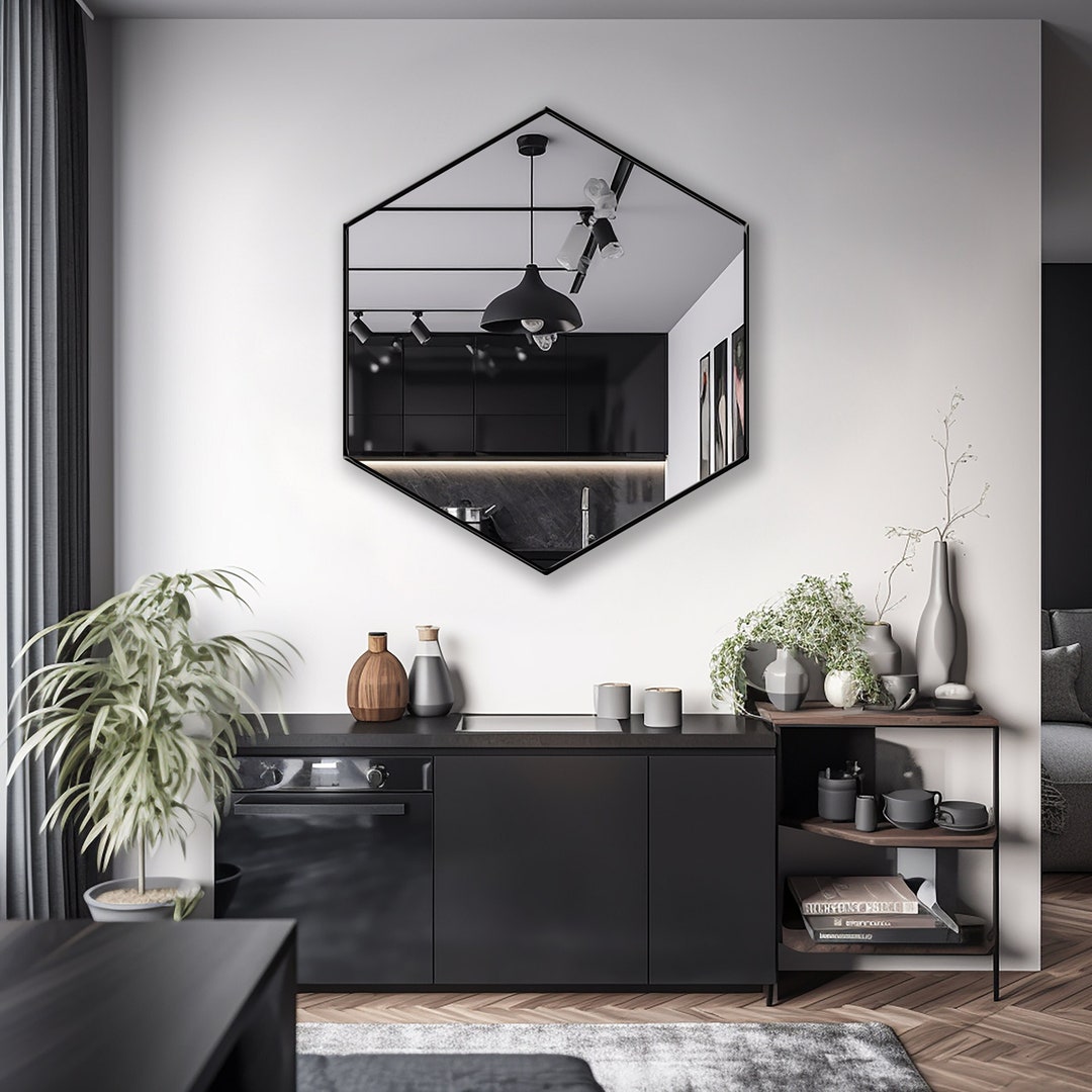 Hexagon Shaped Mirror, Geometrical Mirror, Polygon Mirror, Hexagon Wall ...