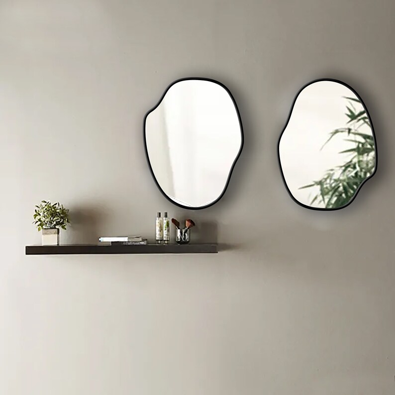 Amoeba Shaped Mirror Asymmetrical Mirror Blob Mirror Pebble - Etsy