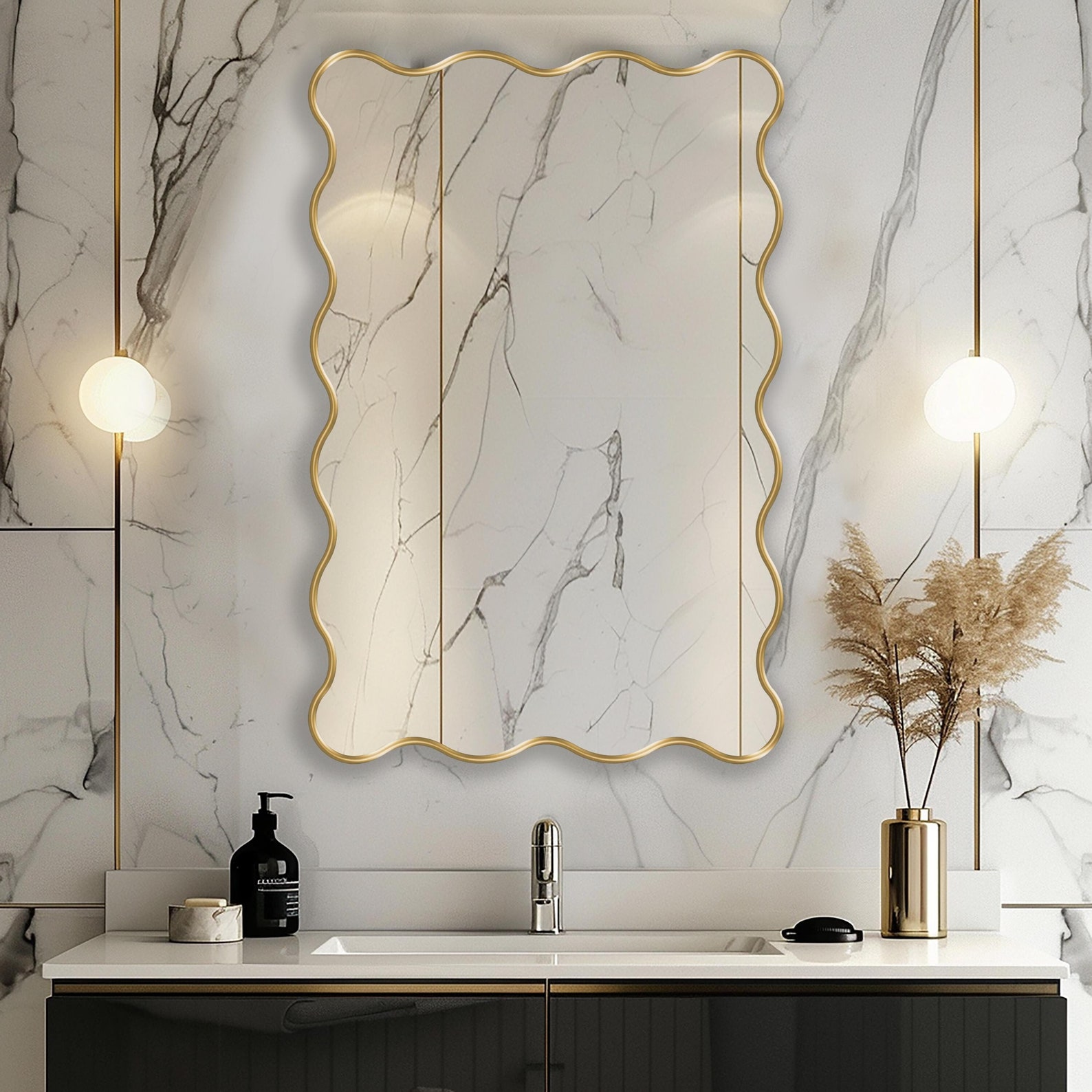 Modern Wall Mirror | Squiggly Mirror | Unique Mirror for Living Room or ...