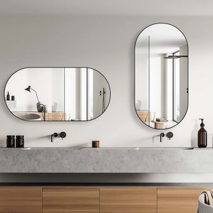 Pill Shaped Mirror - Vertical Oval Mirror - Minimalist Wall Mirror ...