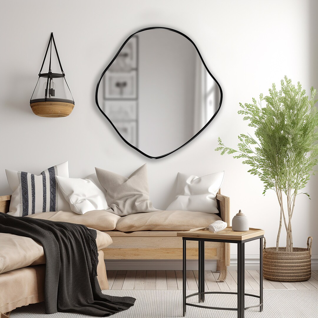 Organic Shaped Mirror, Fluid Mirror, Contemporary Wall Mirror, Freeform ...