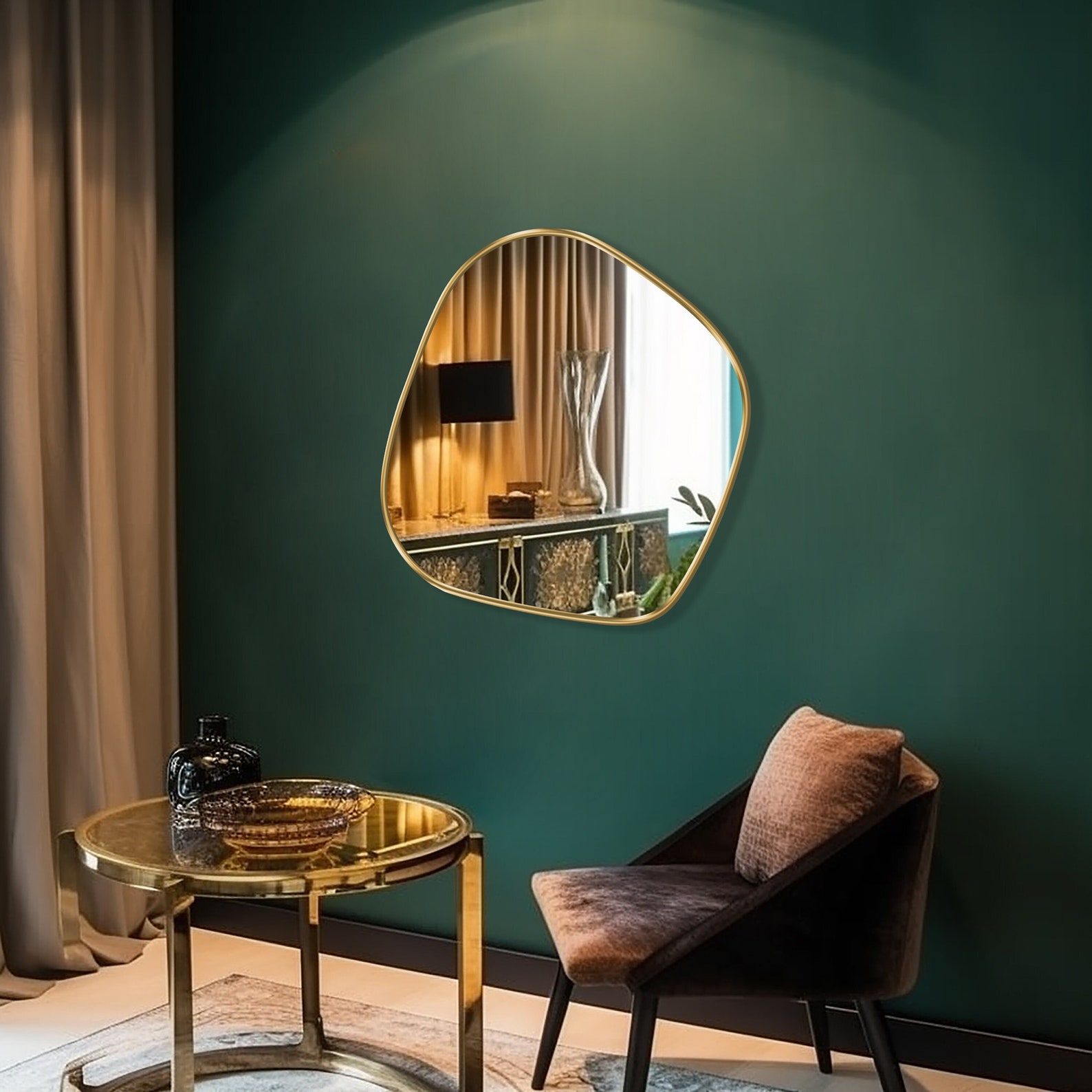 Blob Shaped Mirror, Asymmetrical Wall Mirror, Mirror Wall Decor, Wall ...