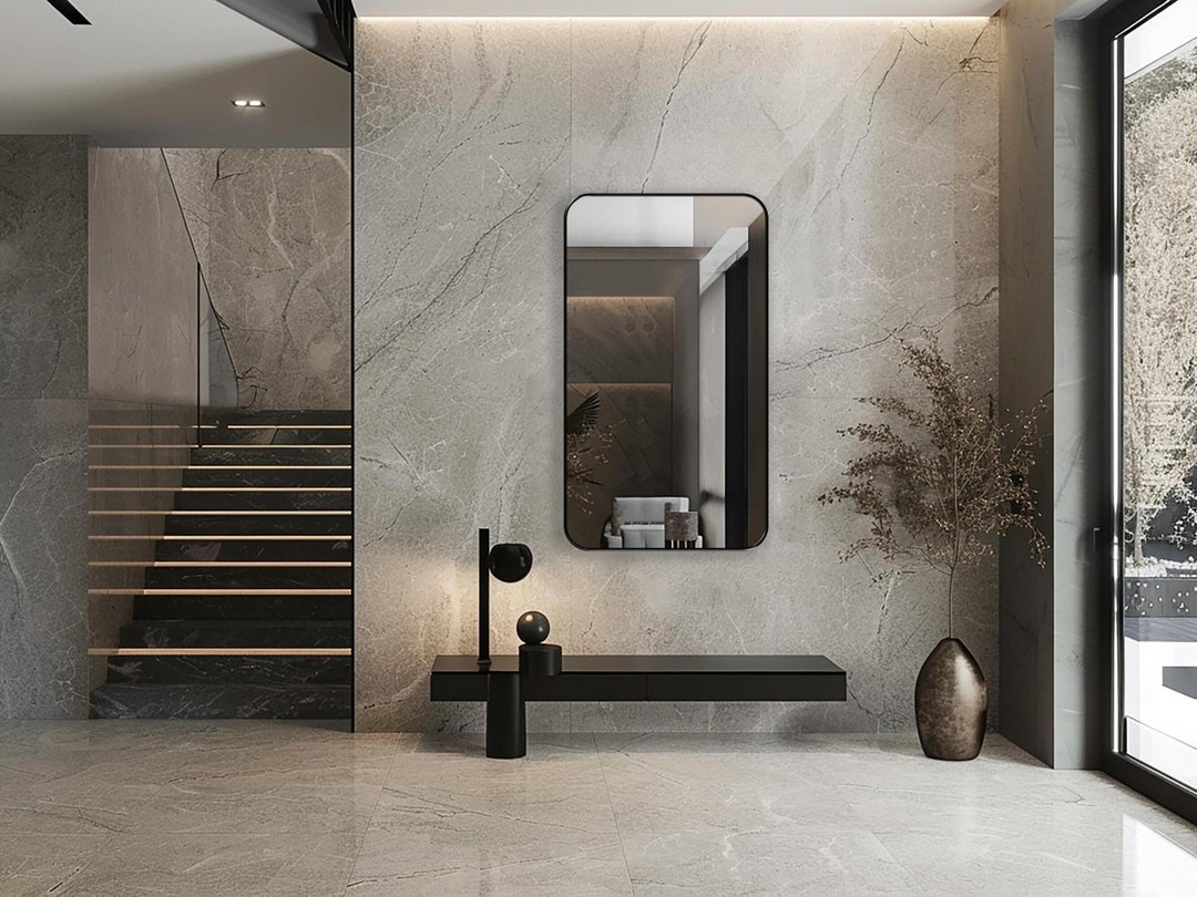 Rectangle Mirror With Rounded Corners, Minimalist Wall Mirror ...