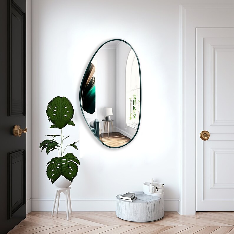 Curvy Mirror Asymmetrical Mirror Pond Mirror Irregular - Etsy