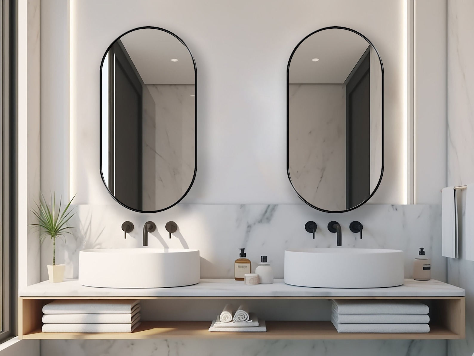 Pill Shaped Mirror - Vertical Oval Mirror - Minimalist Wall Mirror ...