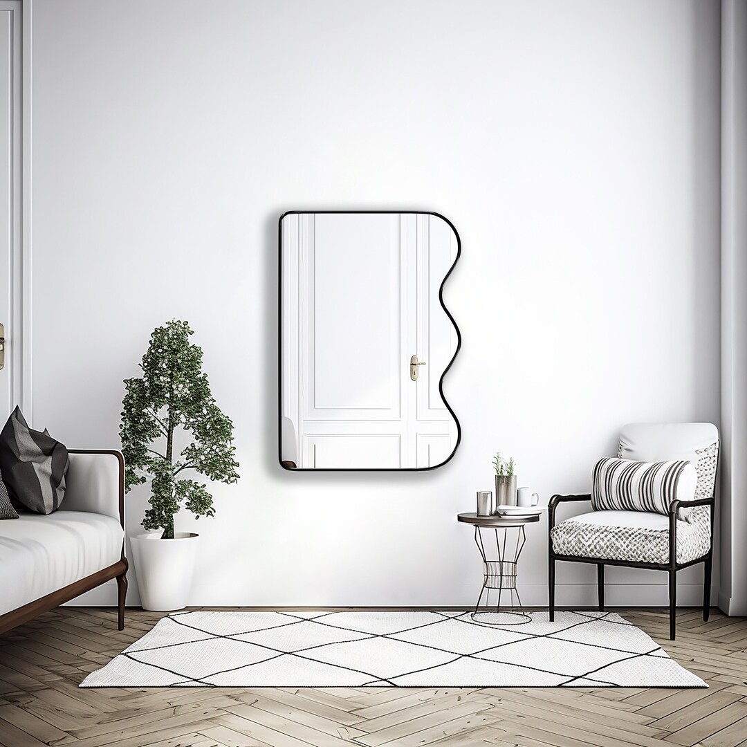 Squiggle Mirror, Wiggle Mirror, Wavy Mirror, Mirror Wall Decor, Funky ...