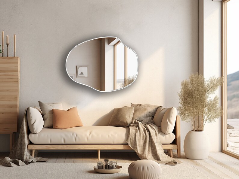Amoeba Shaped Mirror, Asymmetrical Mirror, Irregular Mirror, Pebble ...