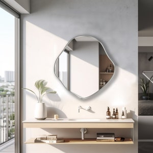 Organic Shaped Mirror, Fluid Mirror, Contemporary Wall Mirror, Freeform ...