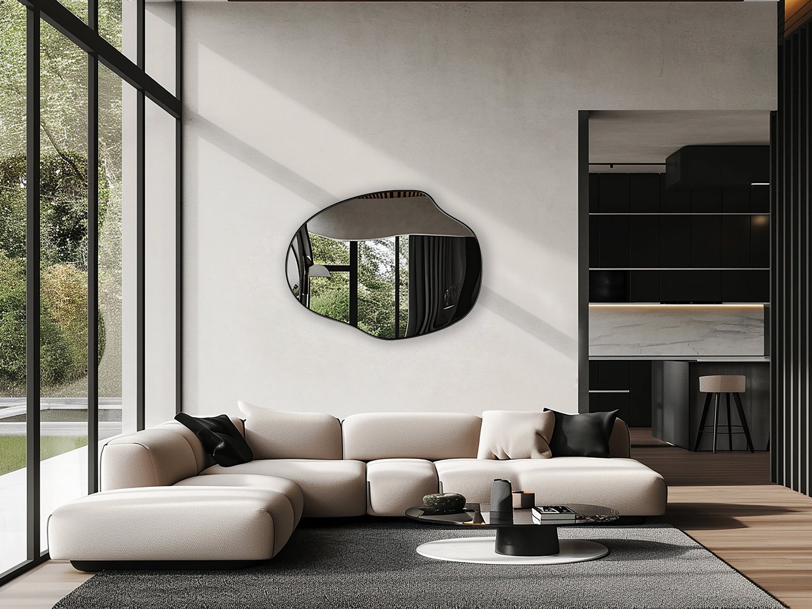 Amoeba Shaped Mirror, Asymmetrical Mirror, Irregular Mirror, Pebble ...
