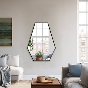 Elongated Hexagon Mirror, Contemporary Mirror, Full Length Mirror ...
