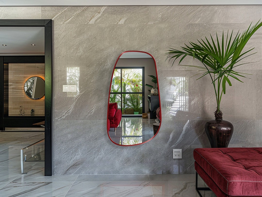 Irregular Mirror | Asymmetrical Mirror | Unique Oval Wall Mirror | Mid ...
