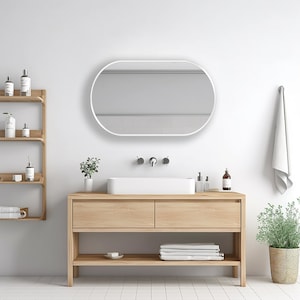 Pill Shaped Mirror - Vertical Oval Mirror - Minimalist Wall Mirror ...