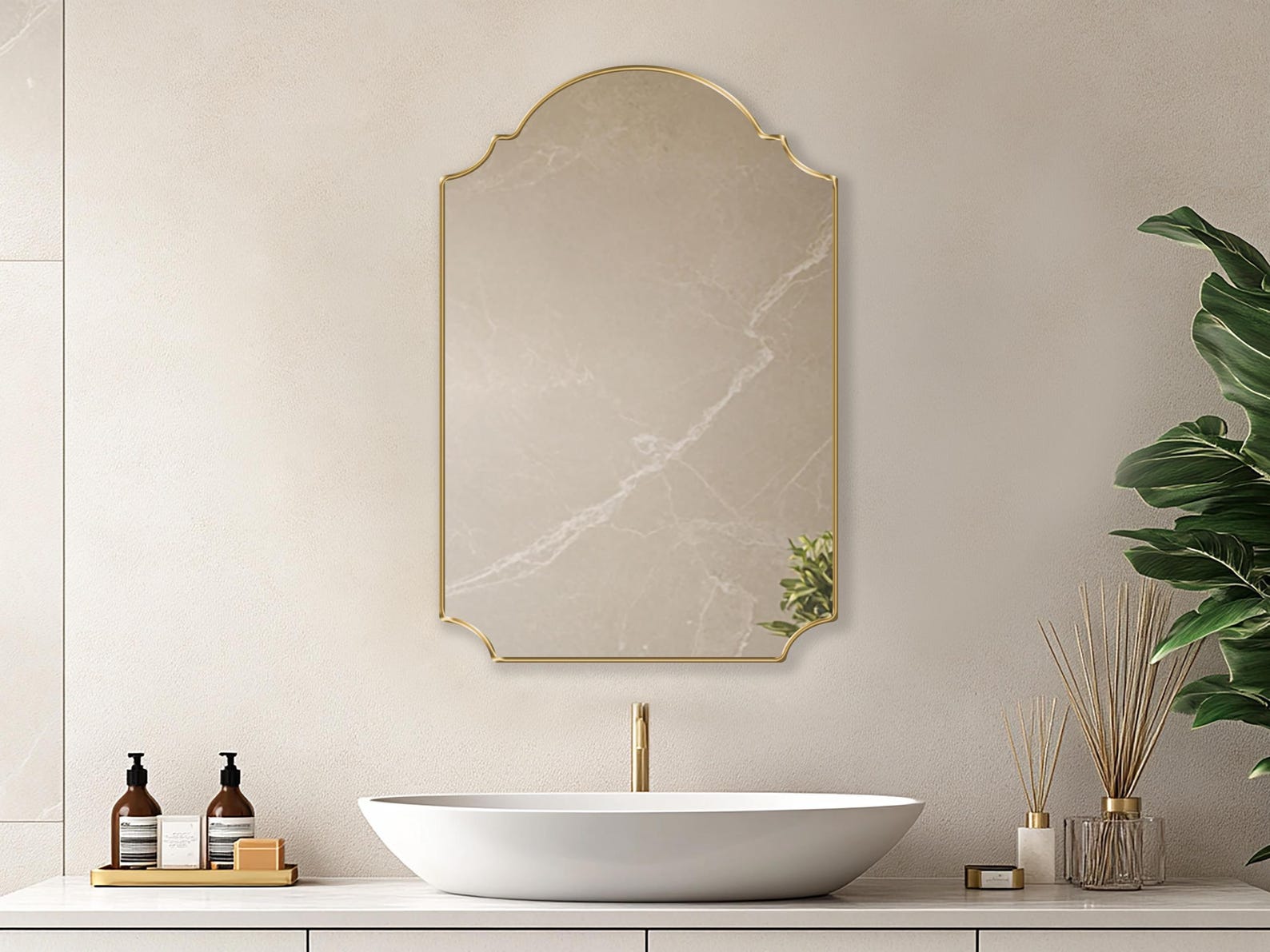 Ornella Mirror by Asmiro – Vertical Wall Mirror With Soft Ornamental ...