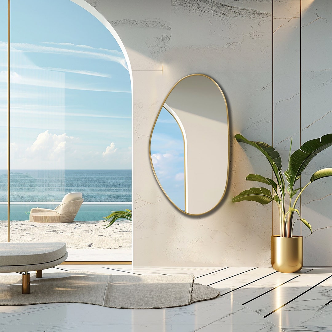 Curvy Mirror, Asymmetrical Mirror, Pond Mirror, Irregular Mirror, Full ...