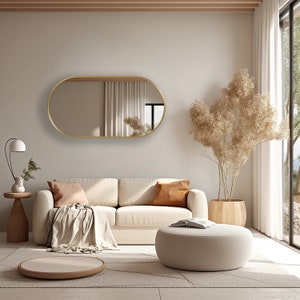 Pill Shaped Mirror - Vertical Oval Mirror - Minimalist Wall Mirror ...