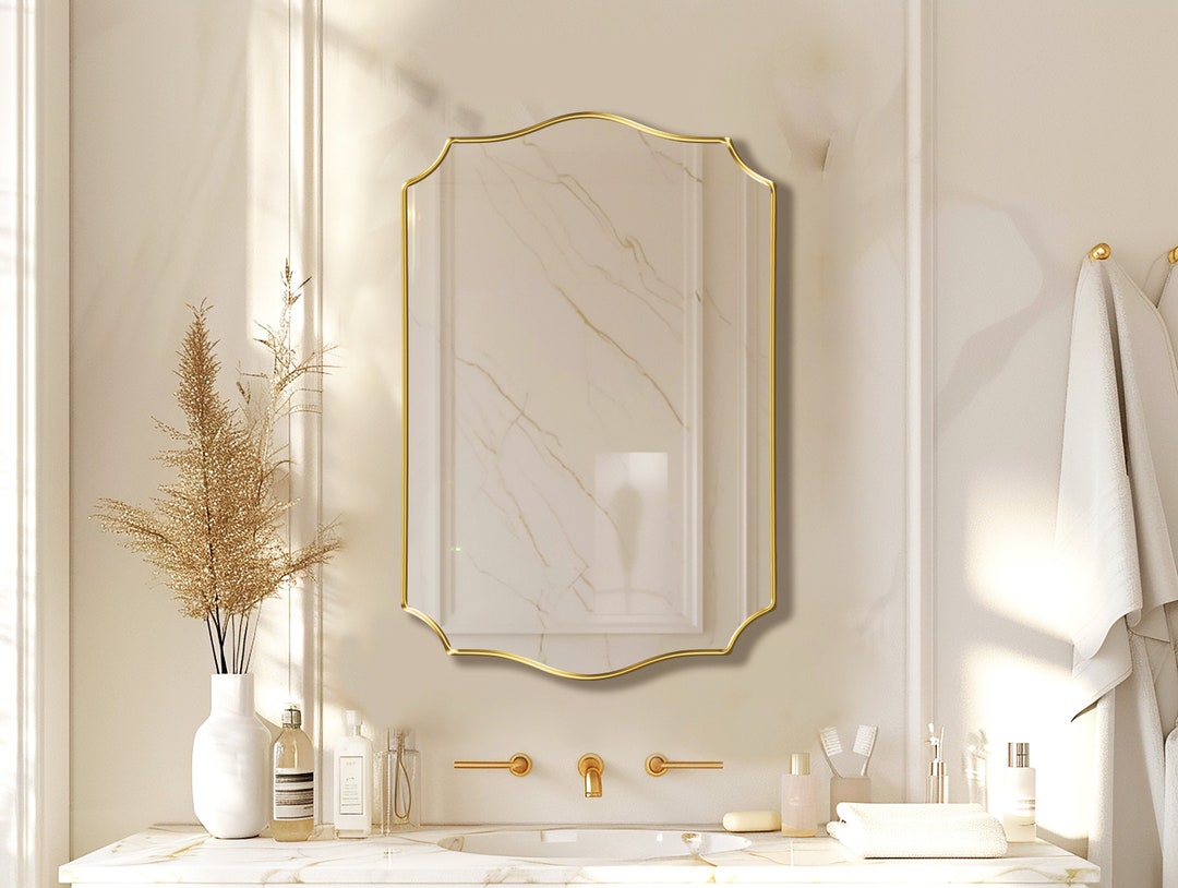 Pacifica Wave Mirror - Elegant Wave-inspired Wall Mirror, Aesthetic ...