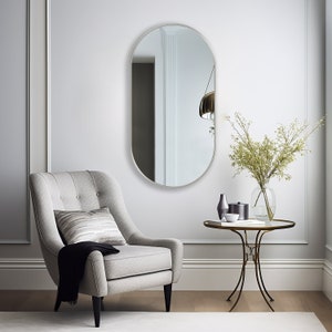 Pill Shaped Mirror - Vertical Oval Mirror - Minimalist Wall Mirror ...