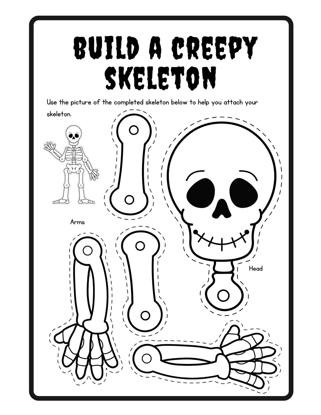 Halloween Activity Book: Build a Skeleton, Coloring Pages (printable ...