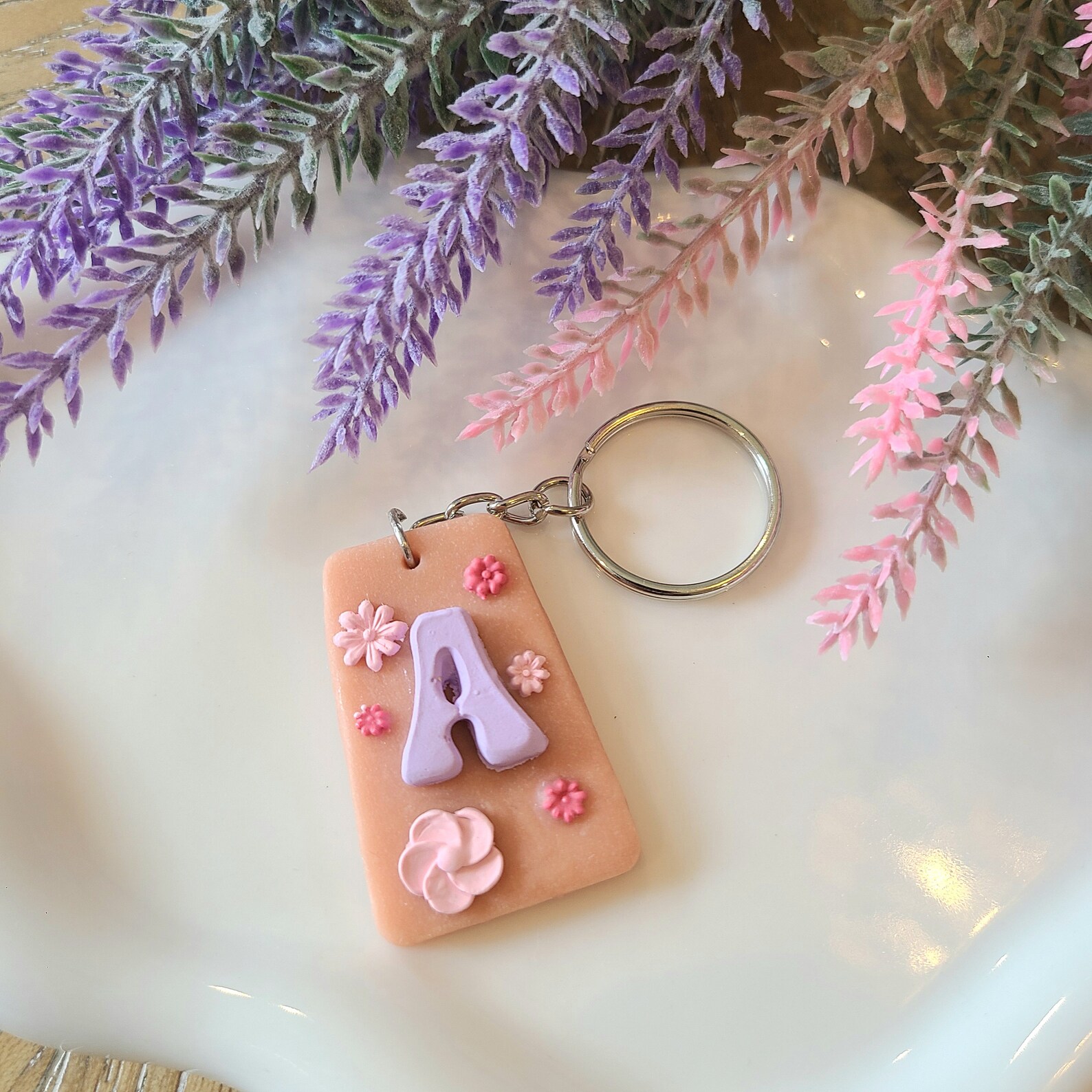 Polymer Clay Letter Keychain | Handmade Keychain | Customizable Initial ...