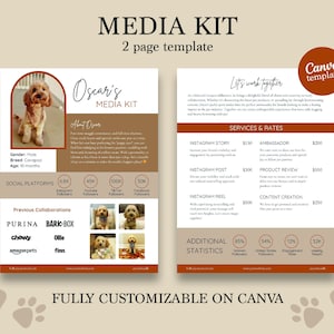 Pet Media Kit Canva Template: Dog Influencer Press Kit (2-page ...