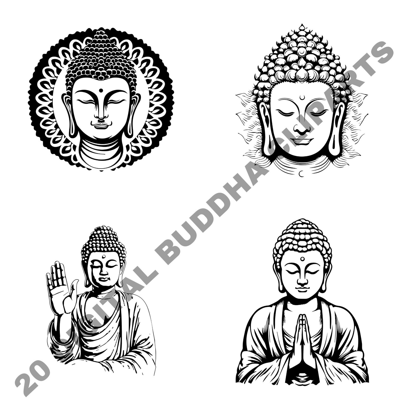20 Buddha Svg Files, Buddha Clipart Bundle, Buddhism Svg Files, Buddha ...