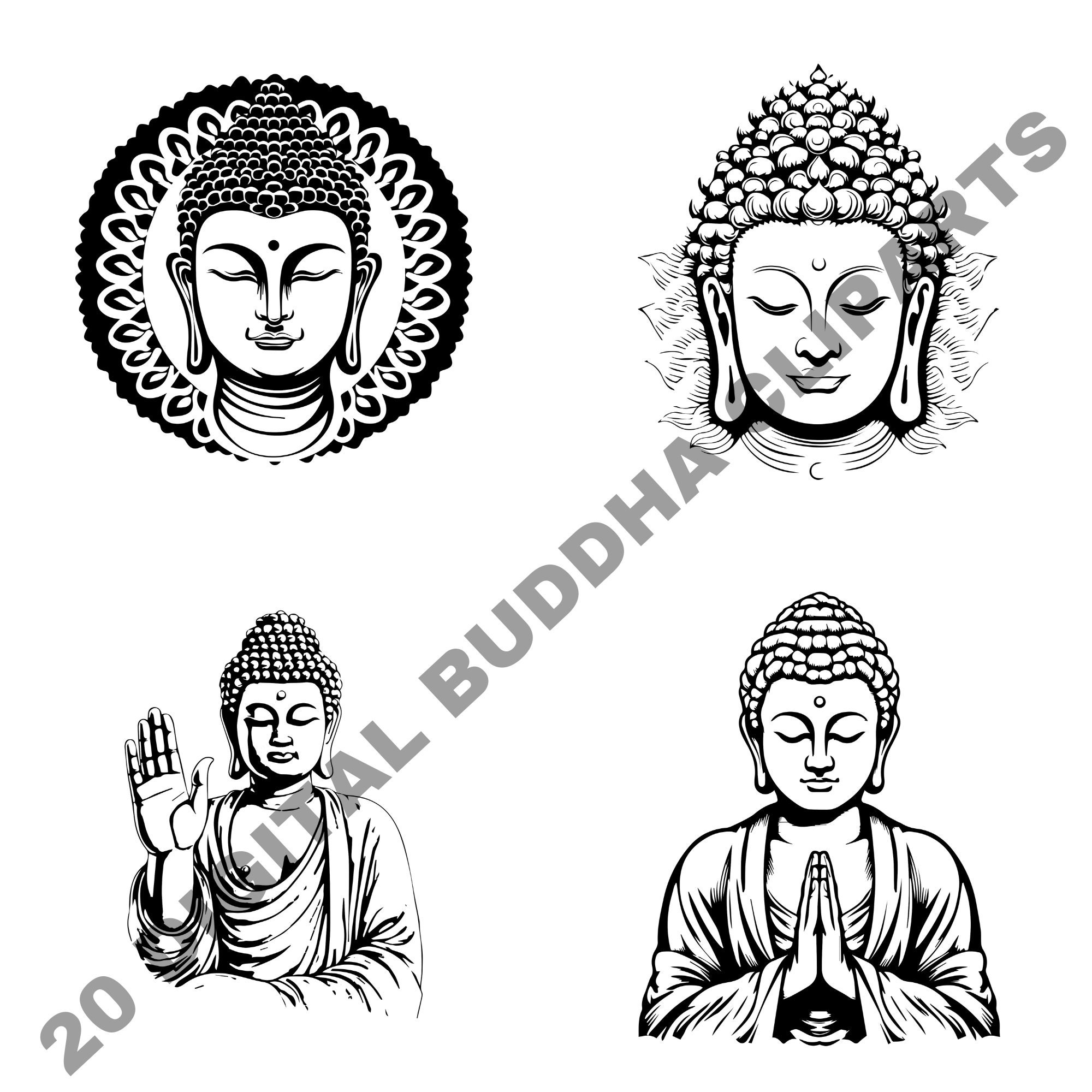 20 Buddha Svg Files, Buddha Clipart Bundle, Buddhism Svg Files, Buddha ...