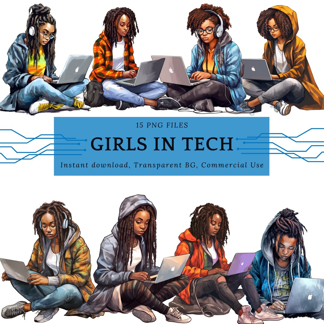 15 Black Girls in Tech, Black Girl Png, Girls in Tech, Girls Tech, Afro ...
