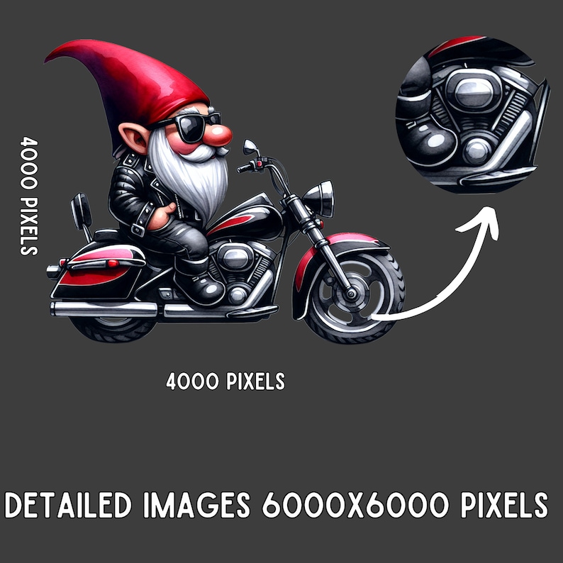 Biker Gnome Clipart, Gangster Clipart, Motorcycle, Gang, Digital ...