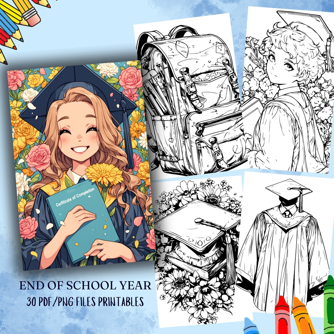 End of School Year and Graduation Coloring Book, Coloring Pages ...