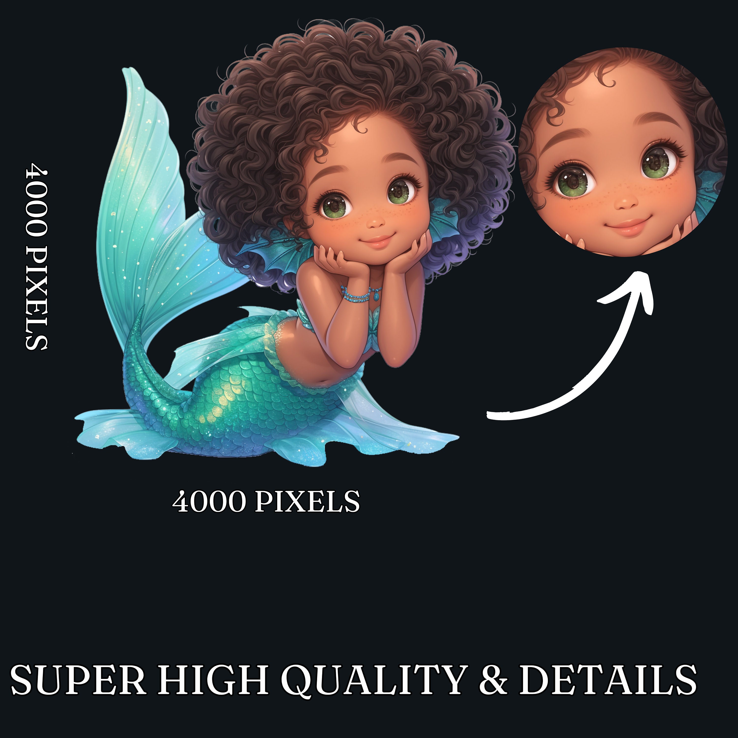 Black Girl Mermaid Png, Mermaid Clipart, Mermaids, Cute Black Girls ...