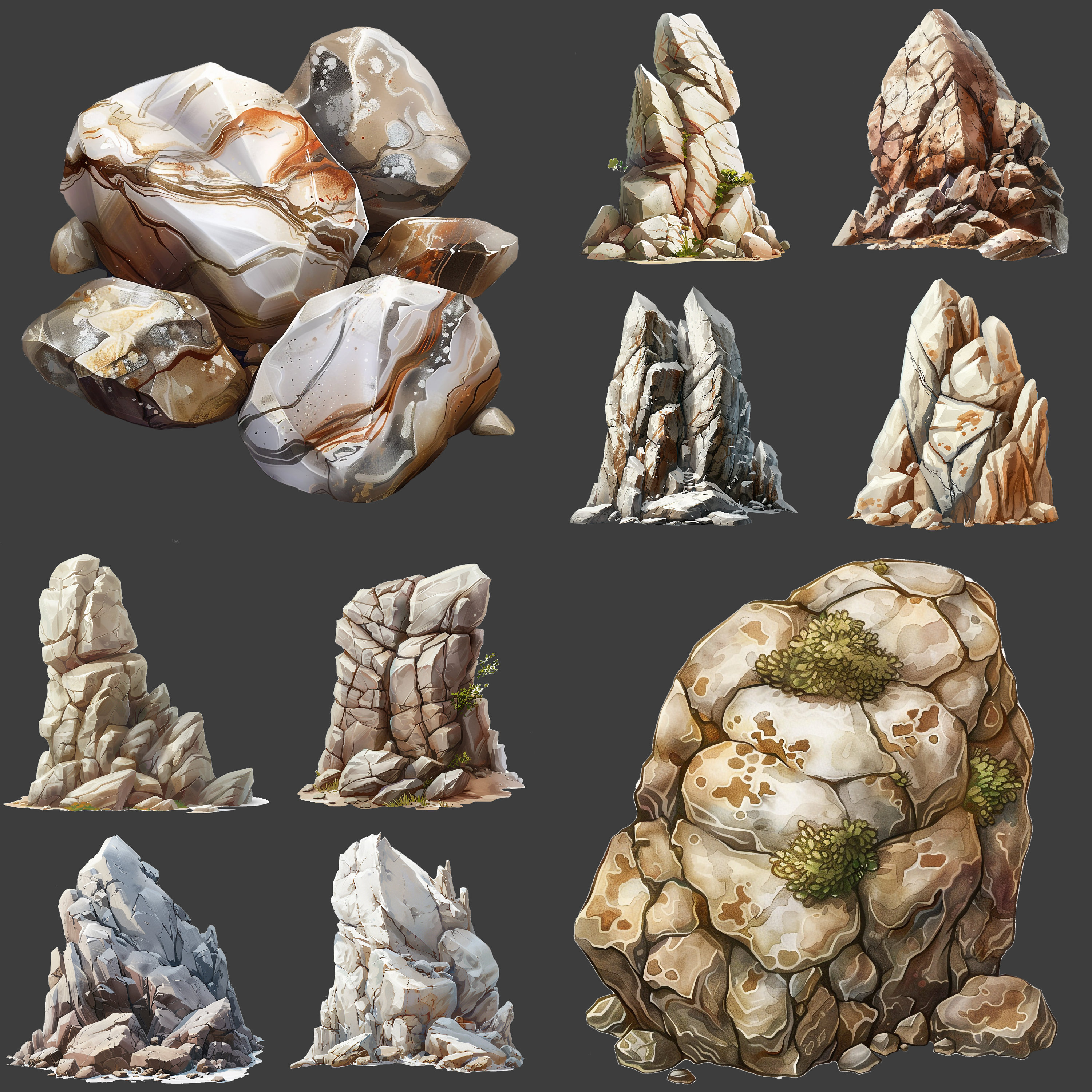 34 Rocks Cliparts, Stones and Boulders, Digital Prints, Stone Graphics ...