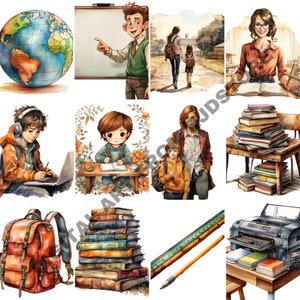 50 Back to School Png, School Clipart Bundle, School Supply, School ...