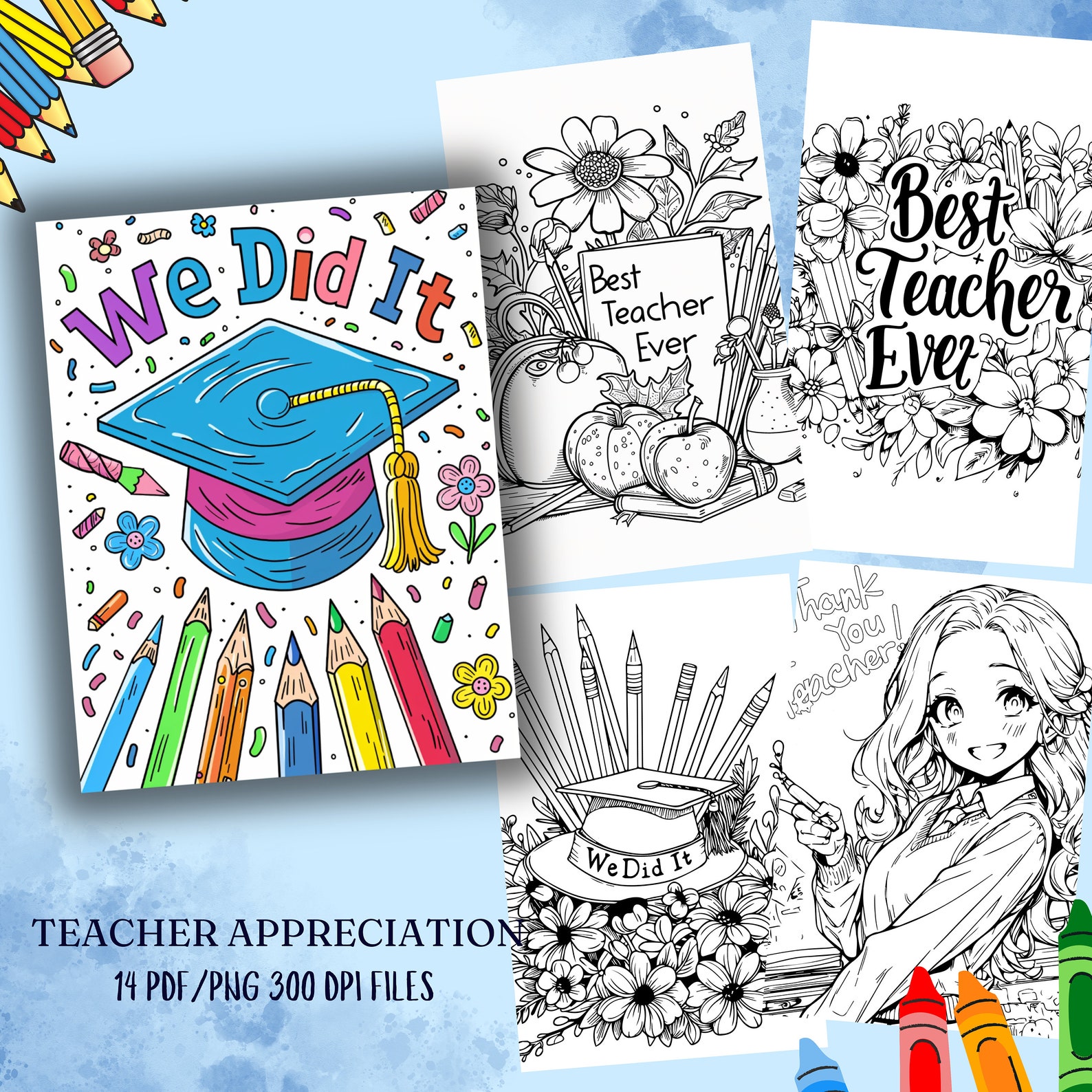 Teacher Appreciation Coloring Pages for Kids Printable PDF and PNG ...