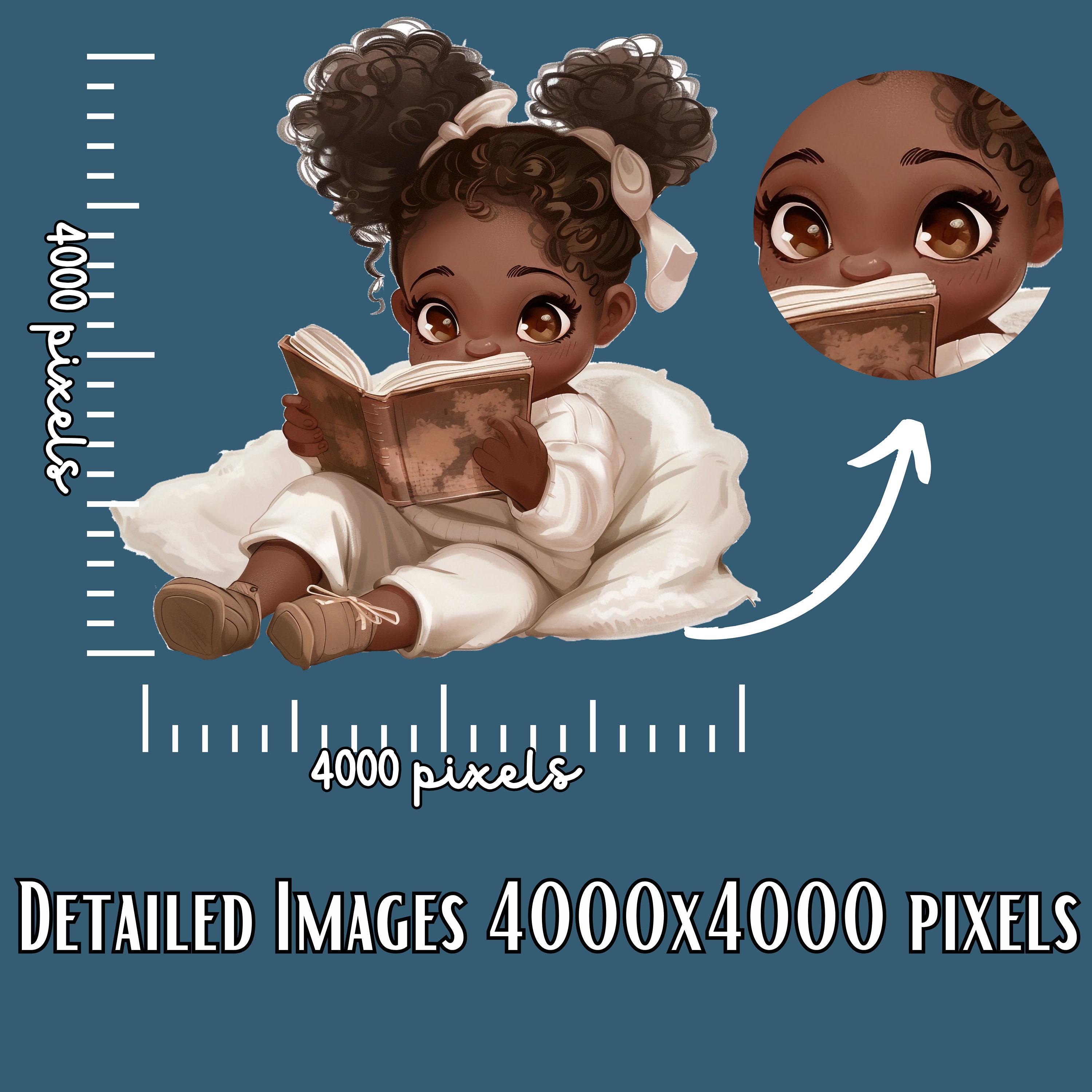 Black Girl Studying Clipart: Watercolor Kids PNG Bundle (digital ...