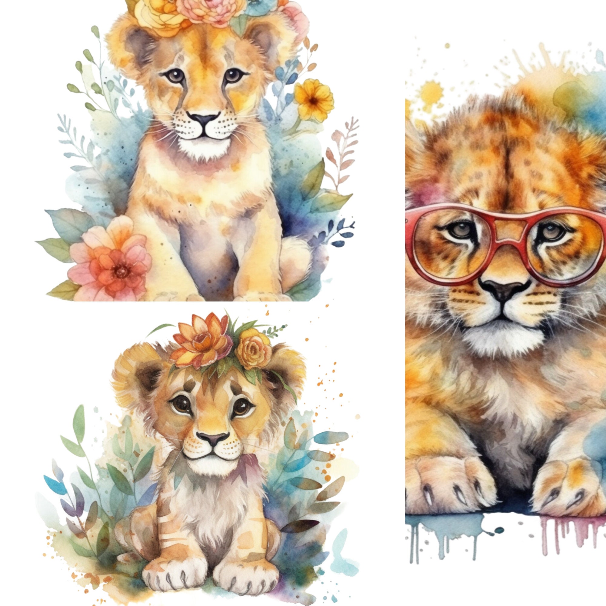 Watercolor Baby Lion Clipart, Safari Animal, Baby Animals, Cute Animals ...