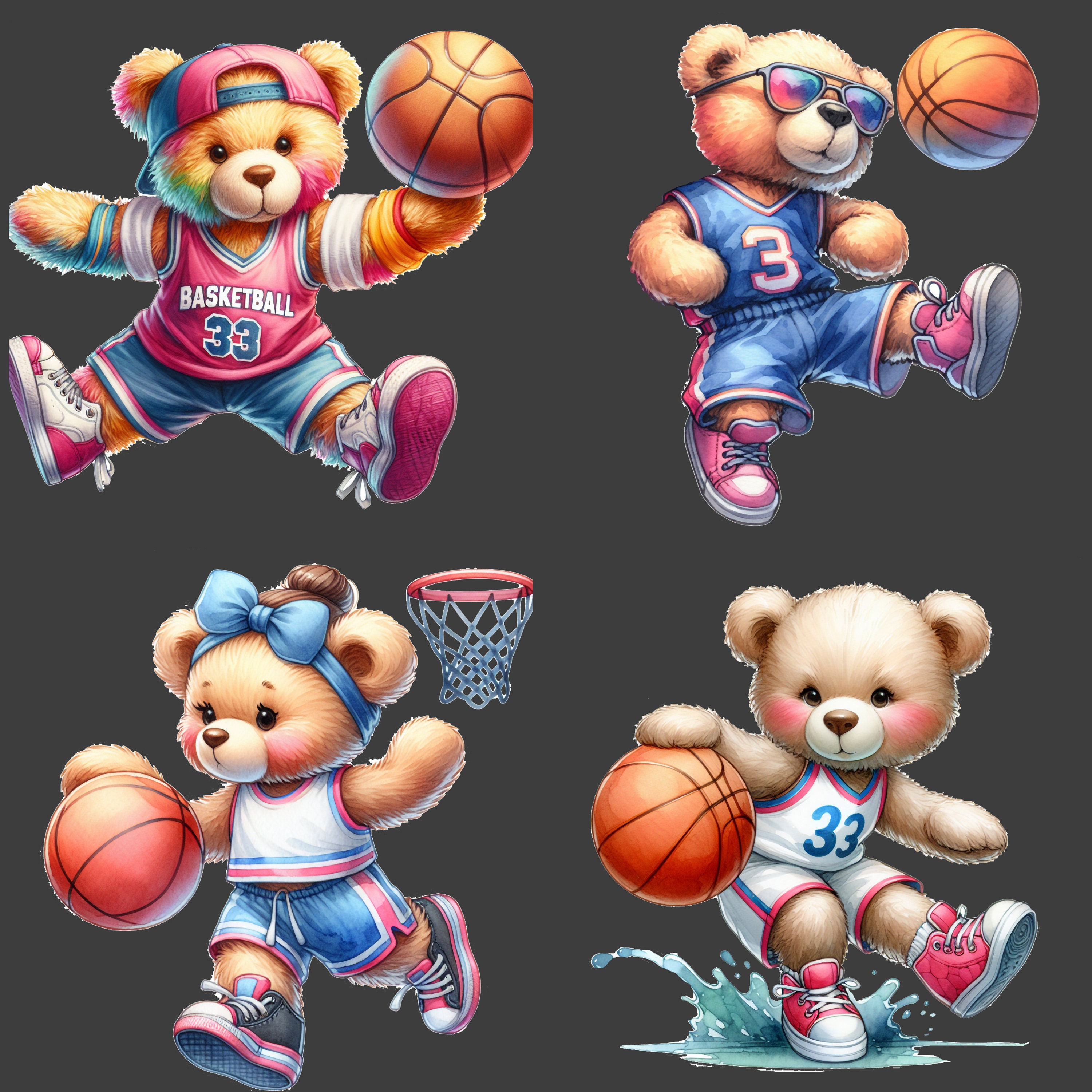 Teddy Bear Basketball Cliparts, Sports Cliparts, Clipart Bundle ...